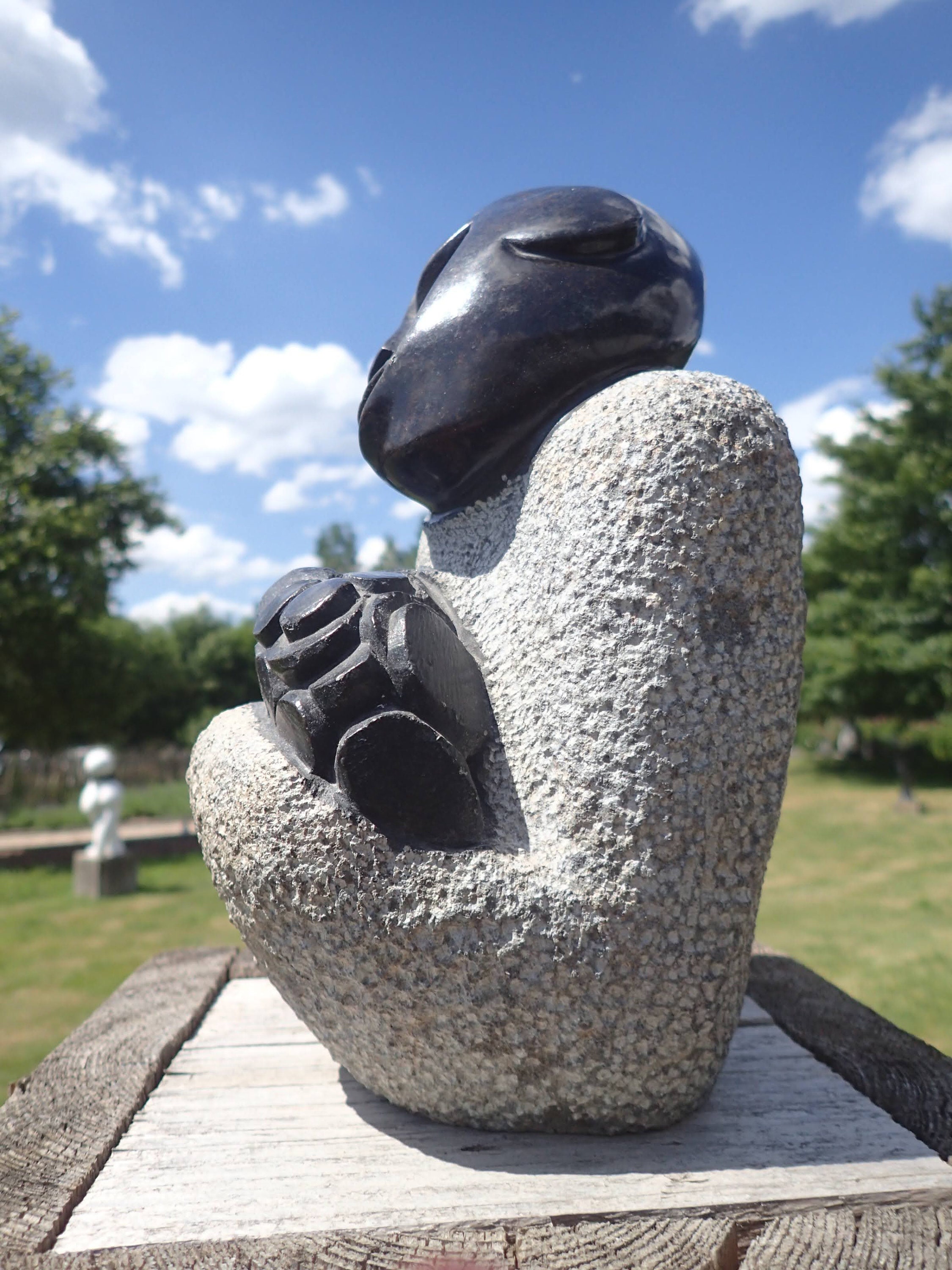 Begging Person, Beggar, Made of a Hard Stone; Solid Sculpture, Zimbabwe ...