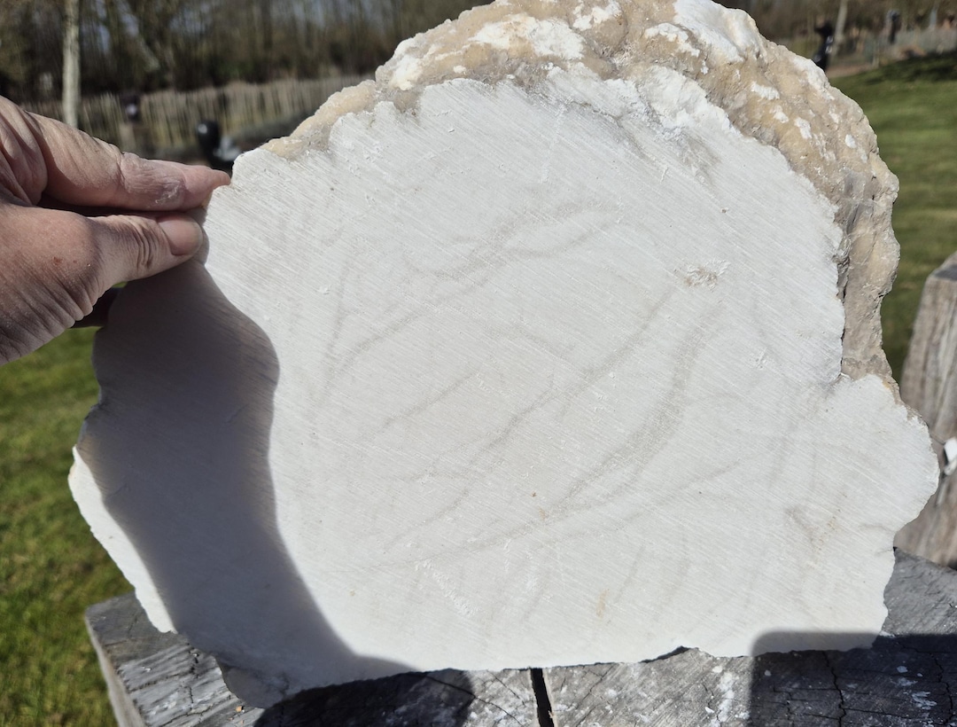 White Alabaster Stone, Piece of Stone for Sculpting,disc White Cloudy ...
