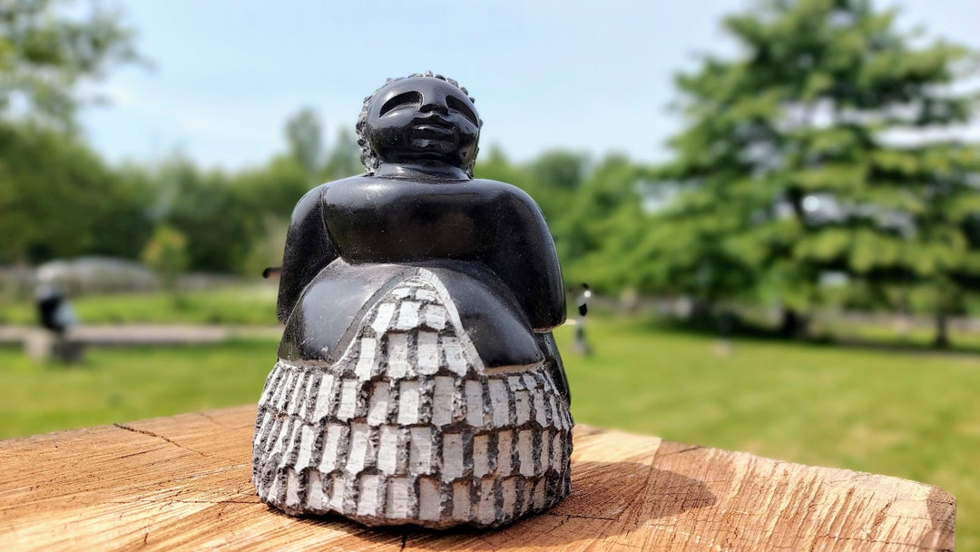 Stone Sculpture Big Mama, Cute Fat Lady, Handcrafted in Zimbabwe, Shona ...