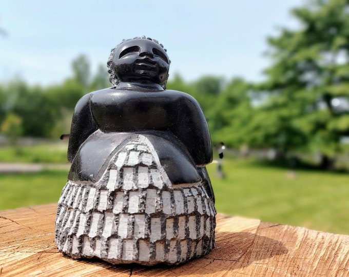 Stone Sculpture Big Mama, Cute Fat Lady, Handcrafted in Zimbabwe, Shona ...