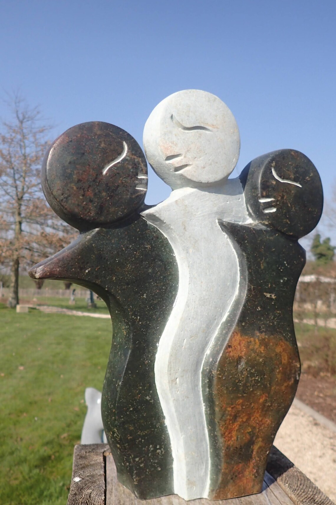 Stone Statue, of 3 Friends, Group of People, Symbol Friendship, Stone ...