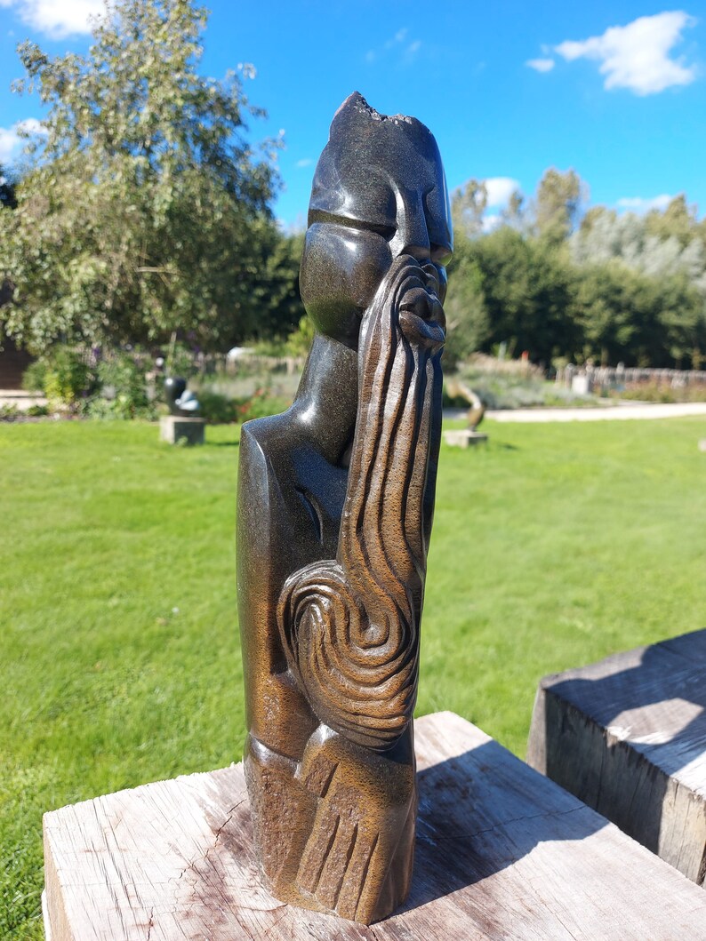 Stone Statue, Old Man's Head, Striking Facial Expression, Handcrafted ...