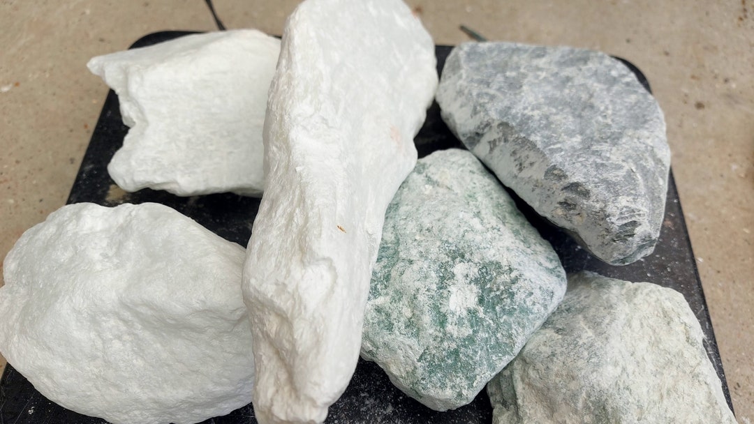 4 to 7 Chunks of Soapstone, 4 to 5 Kg, Sculpting, Choice of White or ...