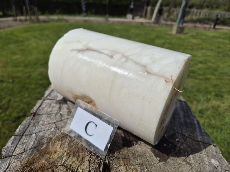 White Alabaster Stone for Sculpture – Cylindrical Core With Natural ...
