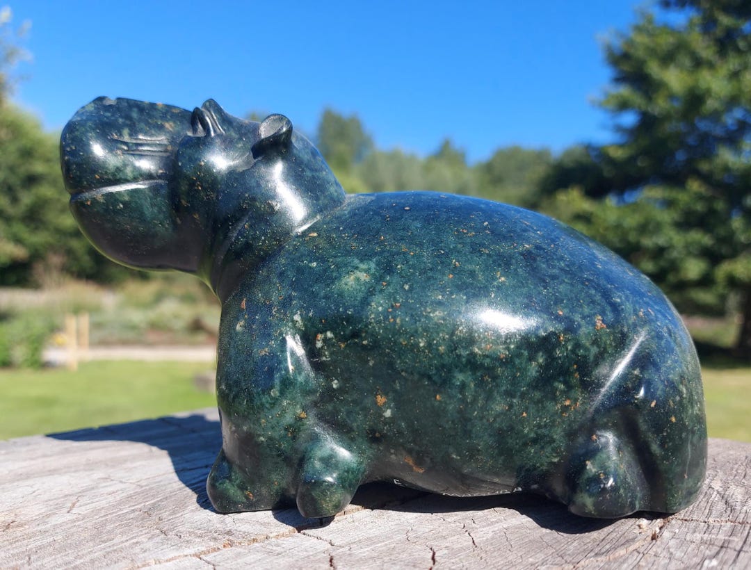 Hippo in Stone, Squatting Stone Hippo, Super Cute Sculpture ...