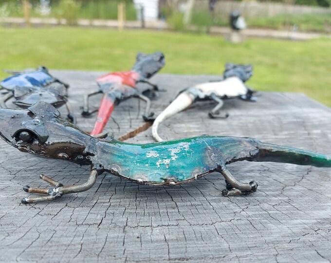 Yard Art, Metal Lizards, 3 Pieces Wall Decoration for Indoor or Outdoor ...
