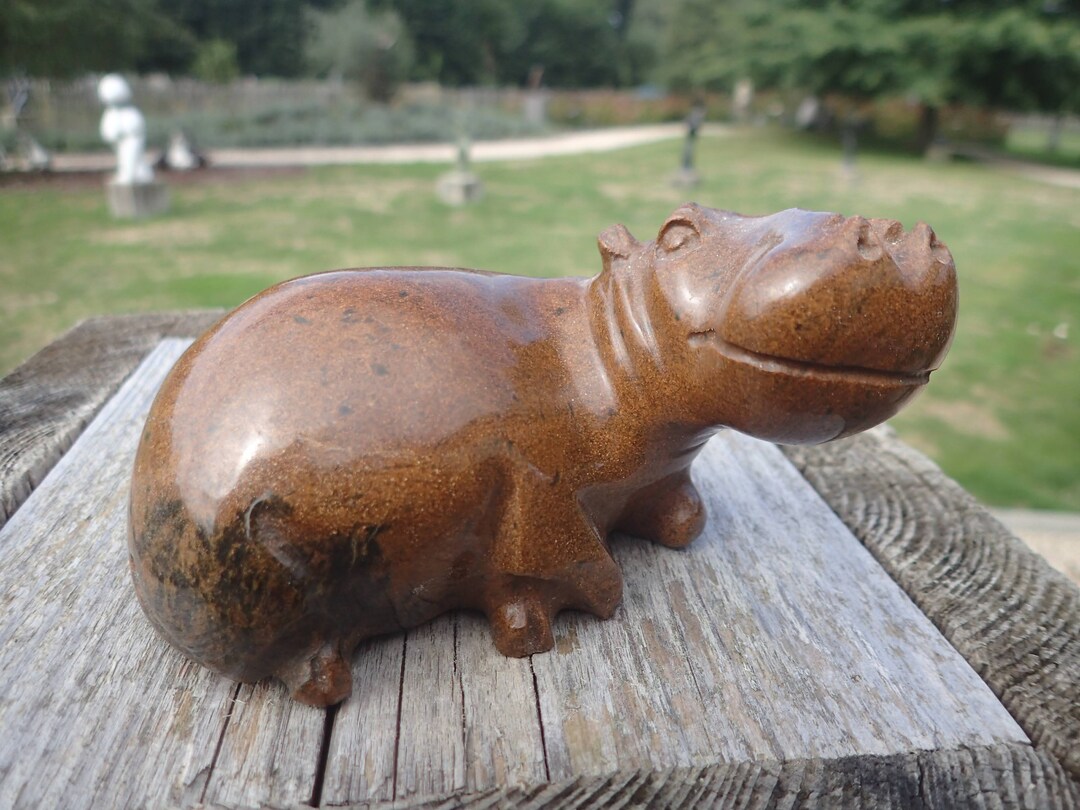 Hippo in Stone Super Cute Sculpture Handcrafted Art From - Etsy