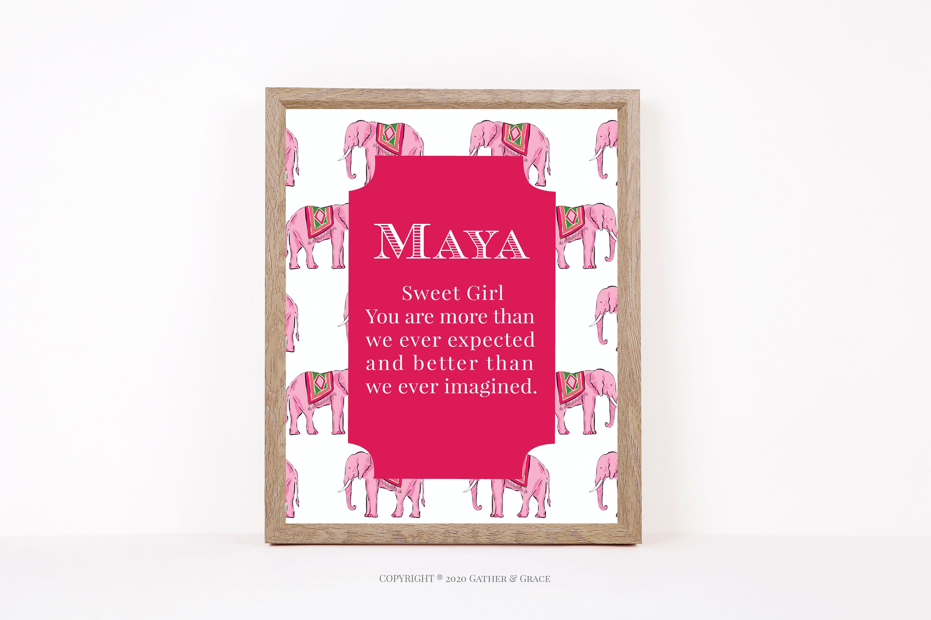 Personalized Preppy Name Print Elephany Nursery Art Preppy Nursery ...