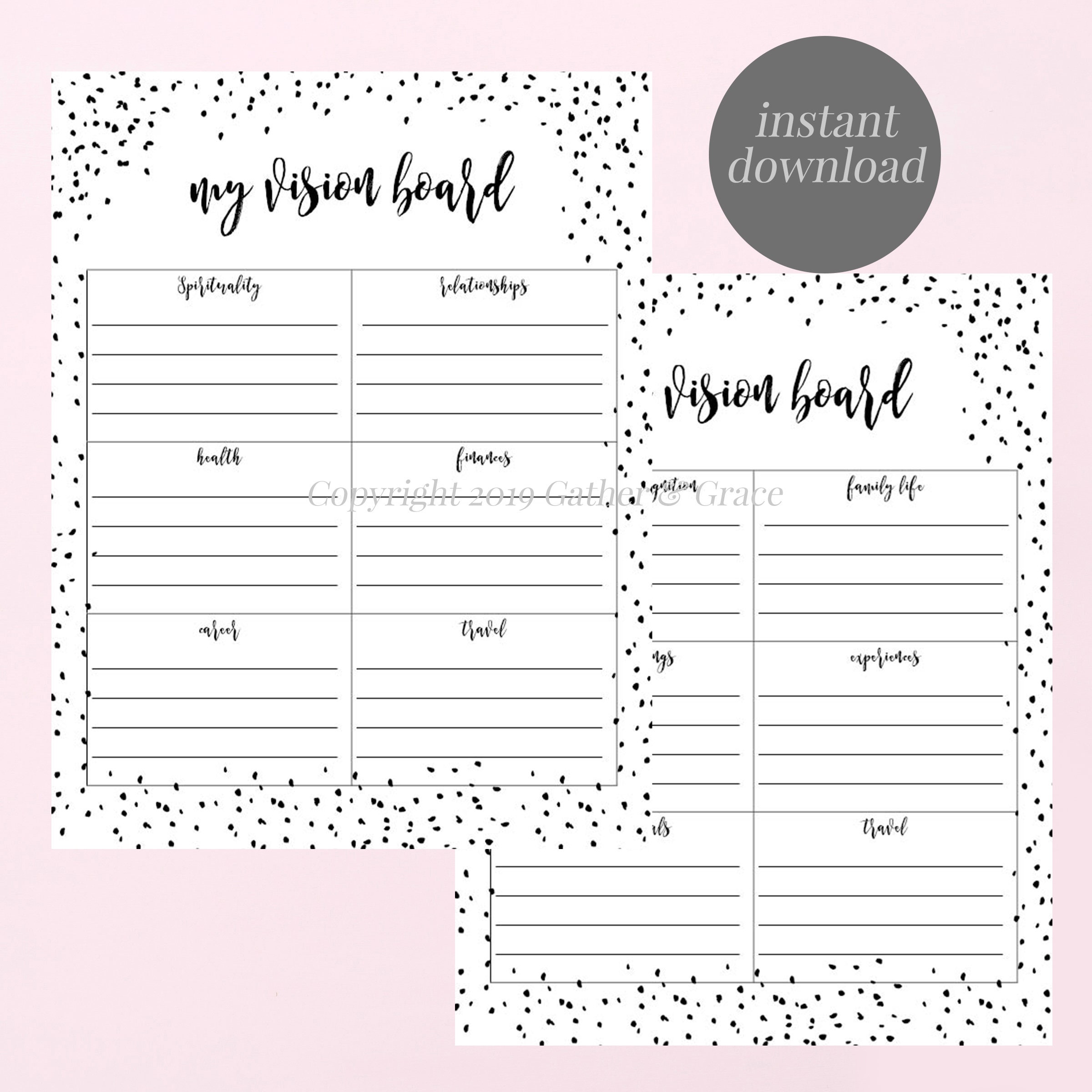 Vision Board Template | Vision Board List | Vision Board Worksheet ...