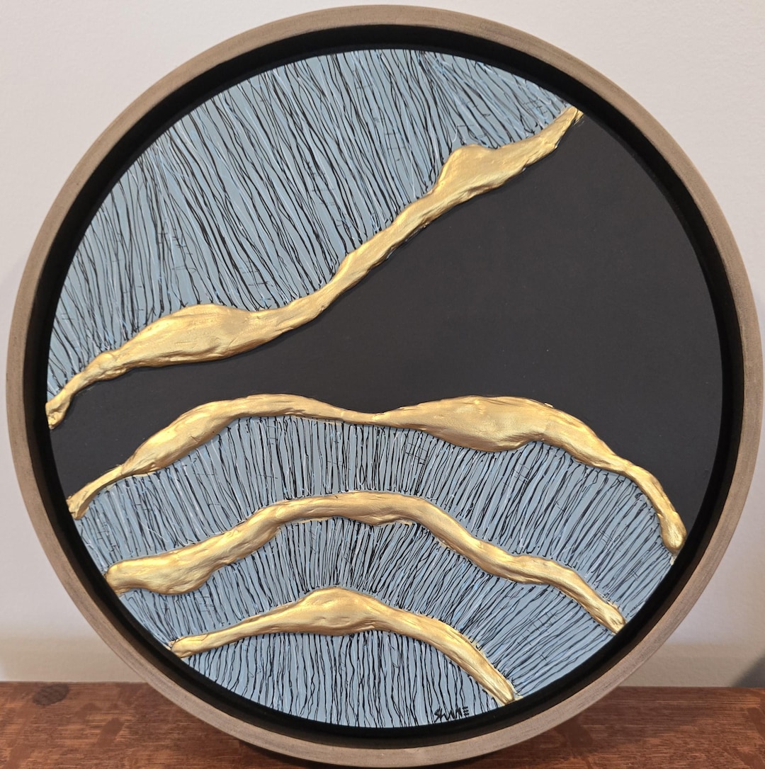 Layers of Life- Mixed Media on Round Wood Board (framed). Created by ...