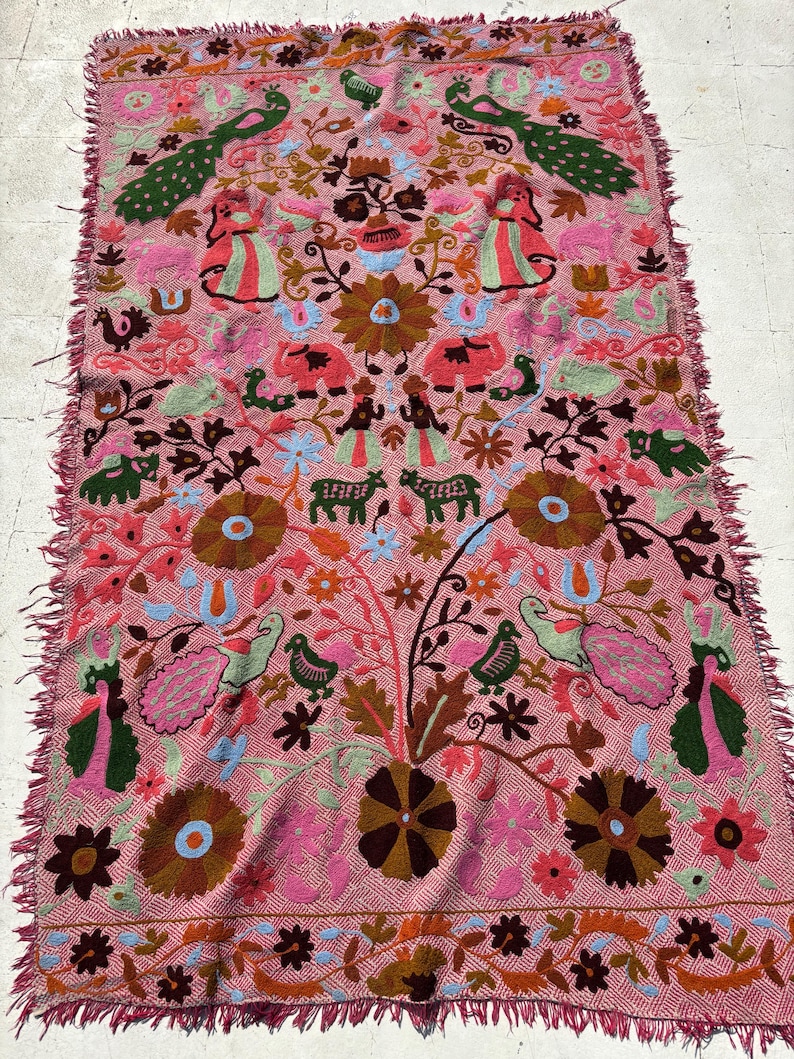 Vintage Carpet Kantha Suzani , With Intricate Traditional Embroidery ...