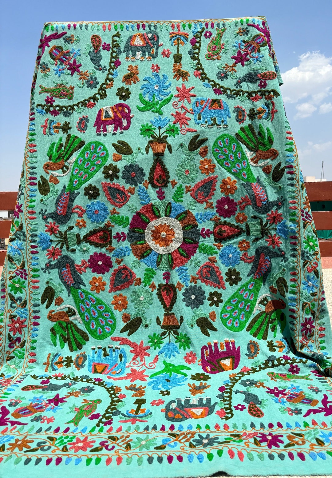 CUSTOM MADE ANIMAL Suzani ,embroidery is Soft,it Includes Peacock ...