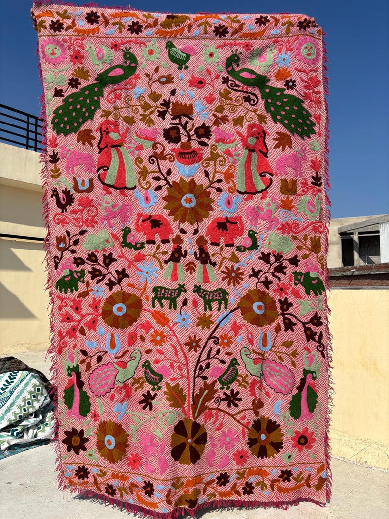 Vintage Carpet Kantha Suzani , With Intricate Traditional Embroidery ...
