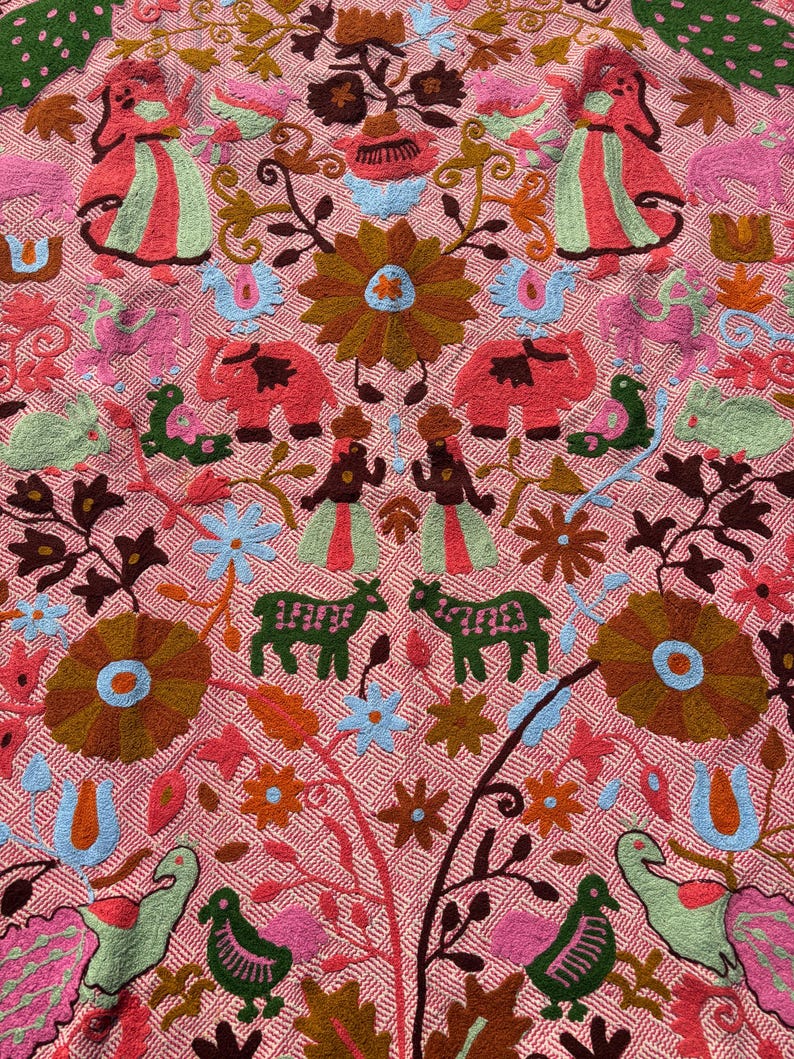 Vintage Carpet Kantha Suzani , With Intricate Traditional Embroidery ...