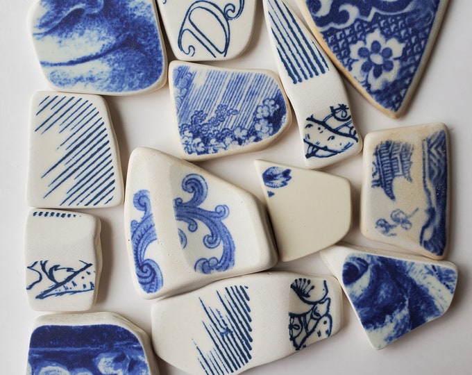 Blue and White Sea Pottery. Mediterranean Colors Sea Pottery. Beach ...