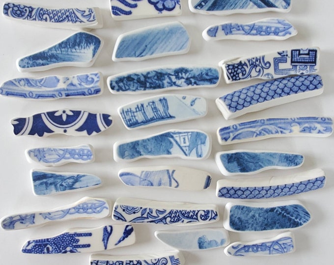 Antique Blue Cultured Pottery Bars Pottery Chards. Recycled Pottery ...