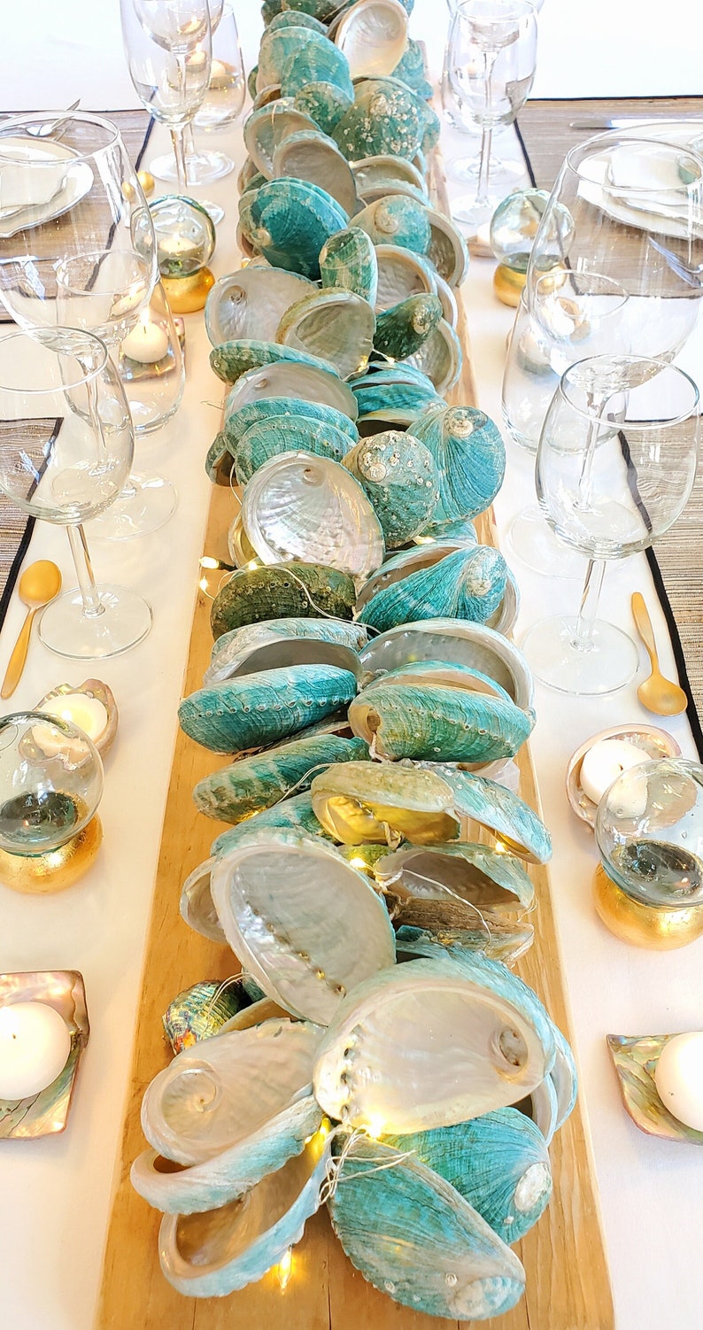 Blue Abalone Shell Table Runner. Abalone Shells Garland. - Etsy