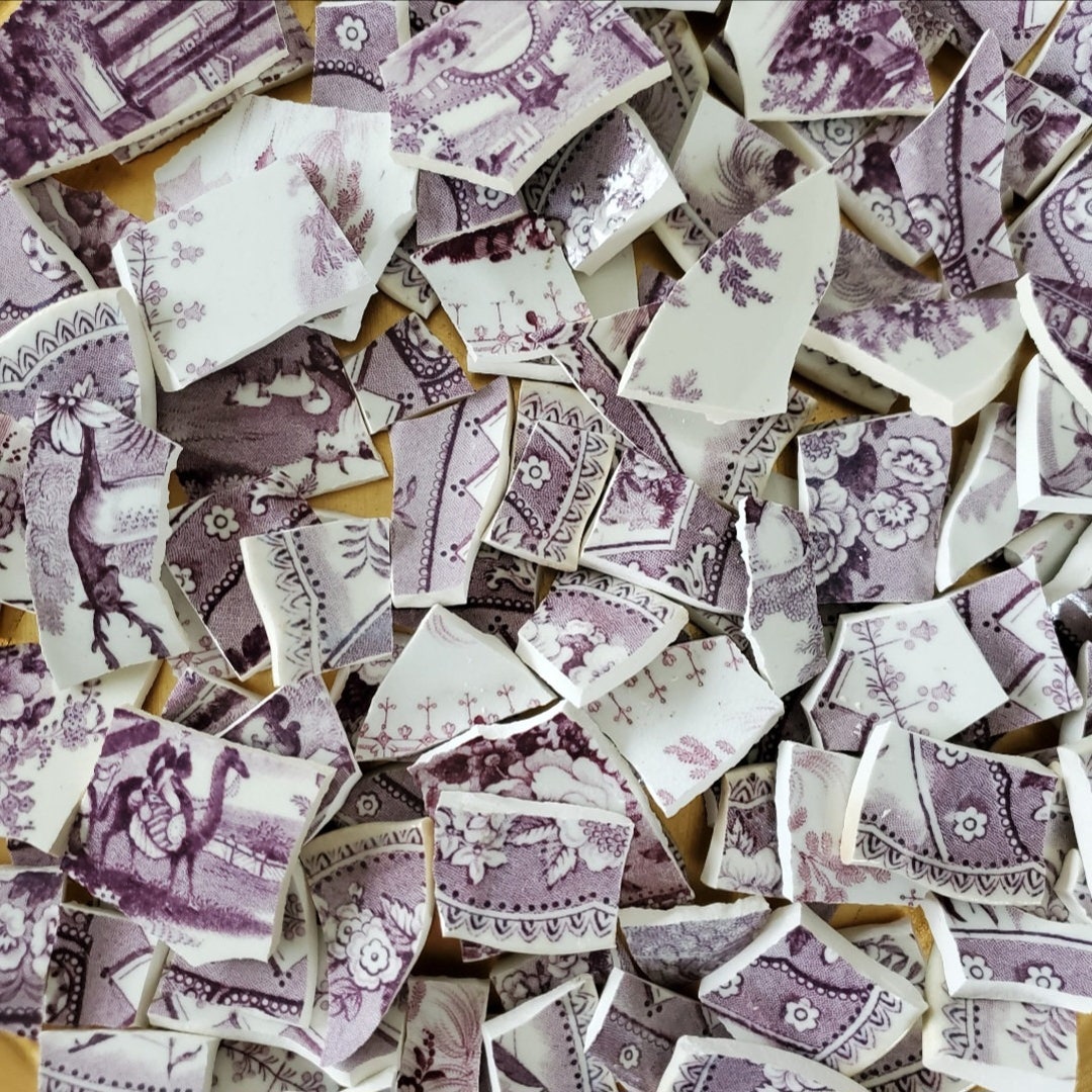 Hand Cut Purple Pottery Pieces. Violet, Lavender Hand Cut Pottery ...