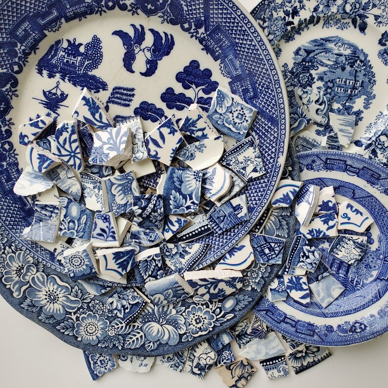 Hand Cut SMALL Blue and White Pottery Shards. Pottery. Ceramic - Etsy