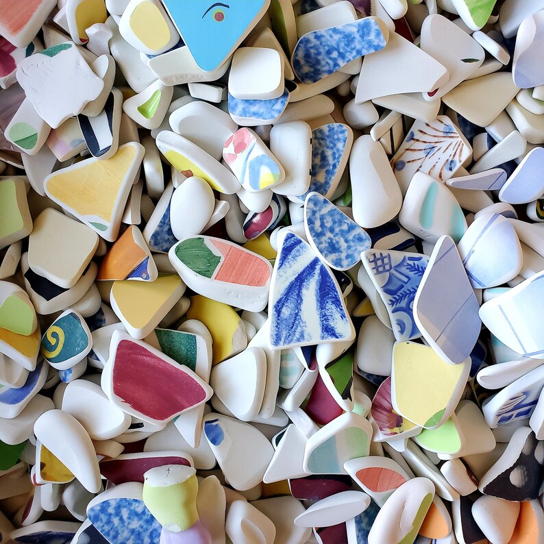 Multi Color Medium Size Cultured Sea Pottery Tumbled Pottery. - Etsy