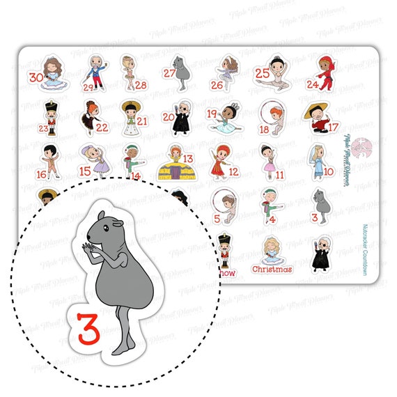 Nutcracker Ballet Stickers Countdown | Etsy