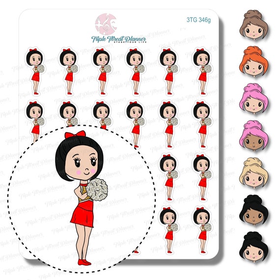 Red Team Cheerleader Sticker Craft Supplies & Tools Visual Arts etna.com.pe