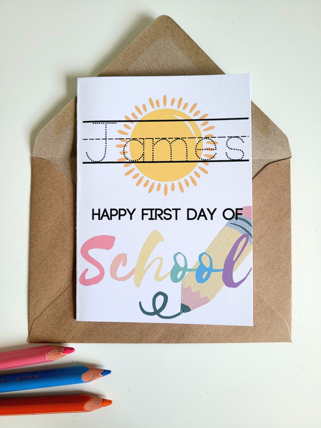 Happy First Day of School Card, Personalised School Card, First Day ...