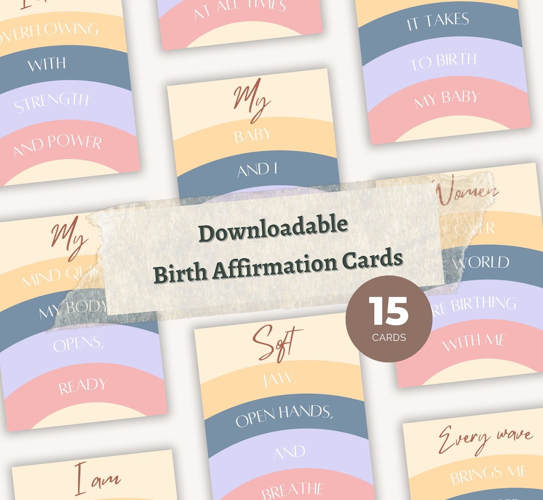 Printable Birth Affirmation Cards Positive Birth Mantras Labour Natural ...