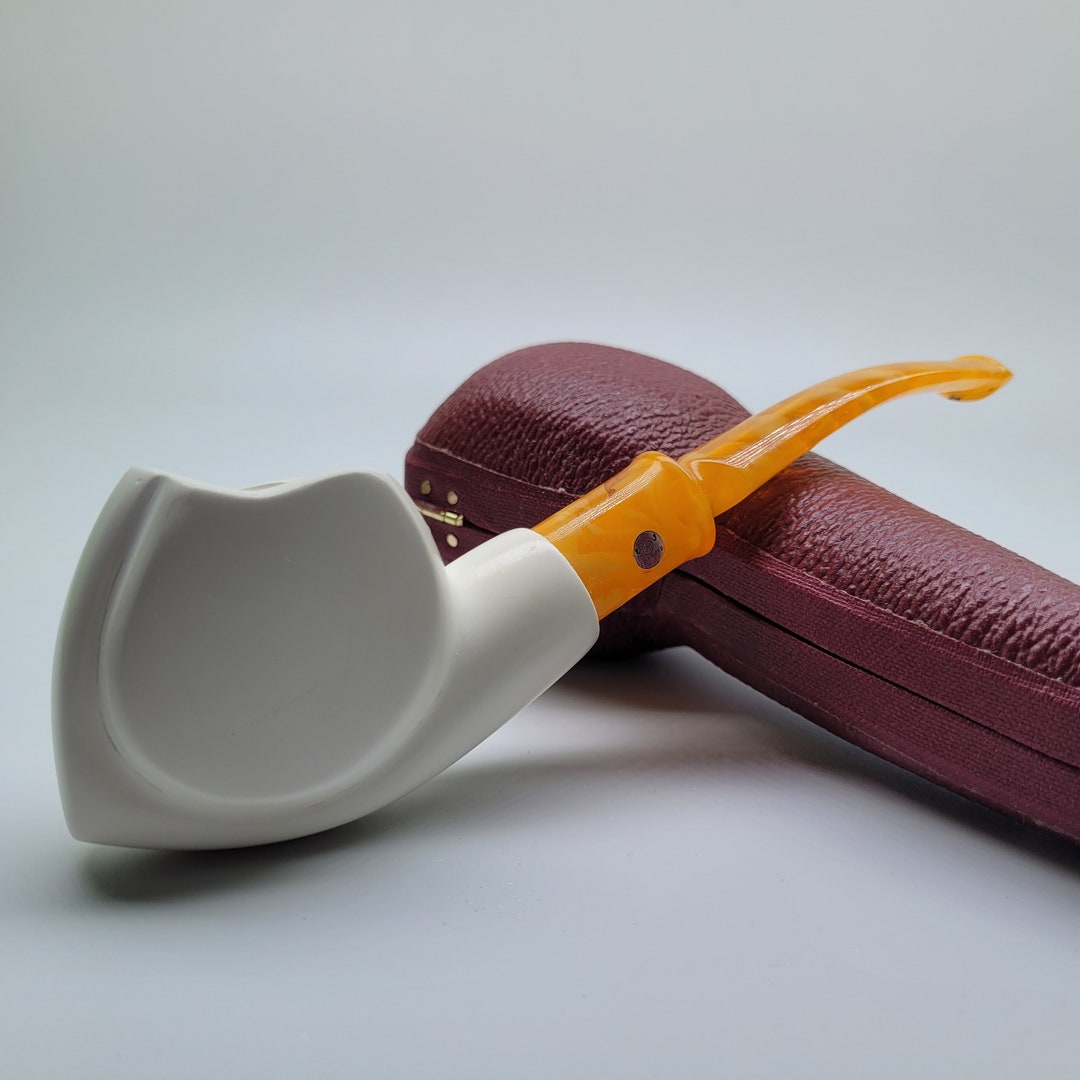 Smooth Special Block Meerschaum Pipe Handcarved With Leather Box by CPW ...