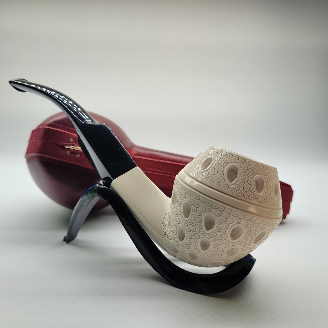 LARGE Lattice Bulldog Block Meerschaum Pipe Handcarved by CPW Pipes #66 ...
