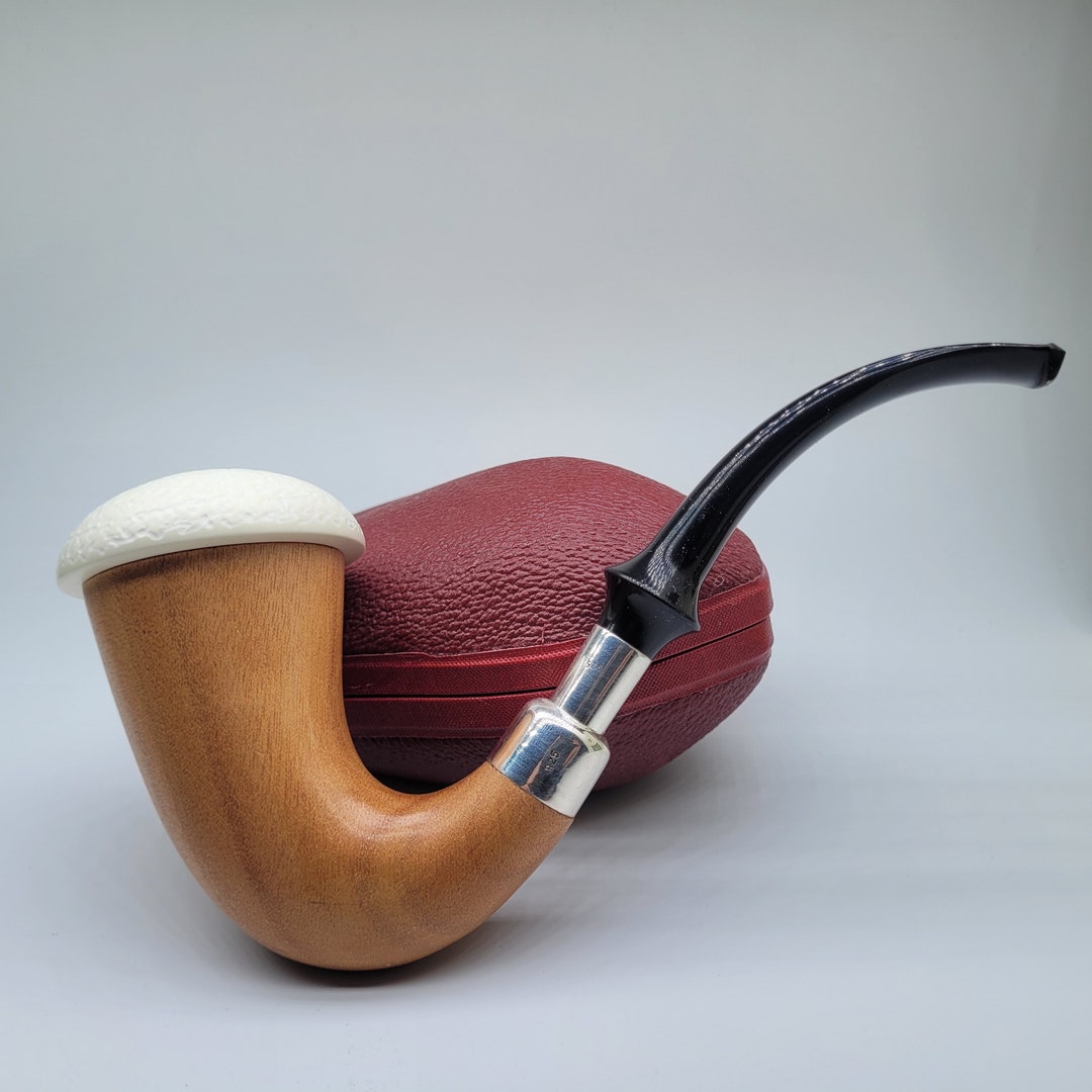 LARGE Calabash Mahogany Pipe With Silver Spigot Handcarved Block ...