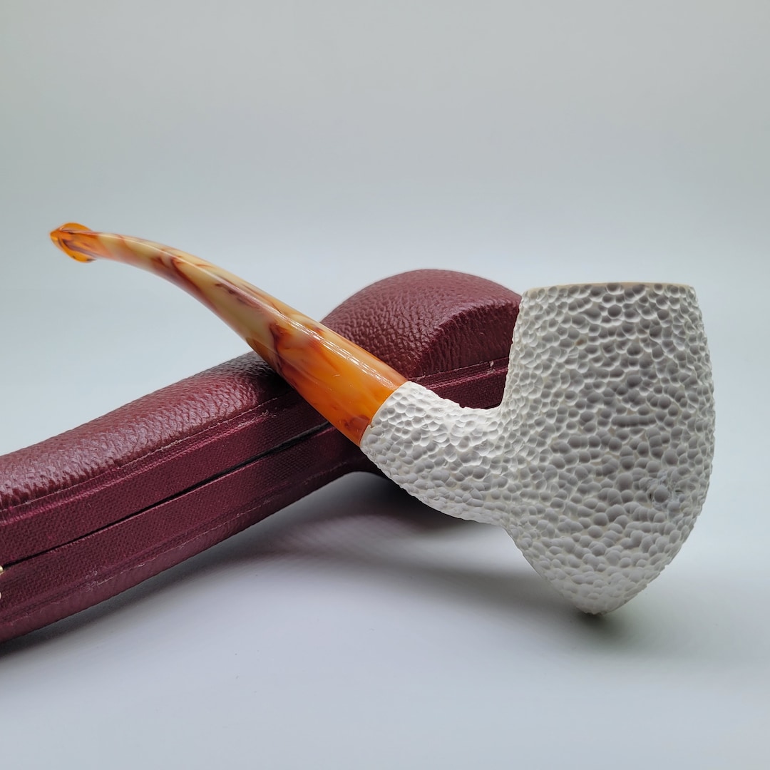 Rusticated Meerschaum Pipe Handcarved With Leather Box by CPW Pipes 966 ...