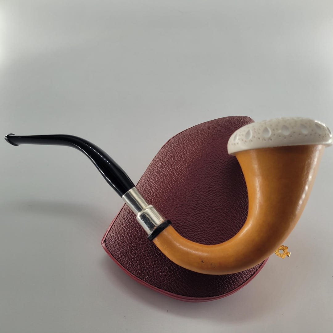 Genuine Natural African GOURD Calabash Block Meerschaum Pipe Handmade ...