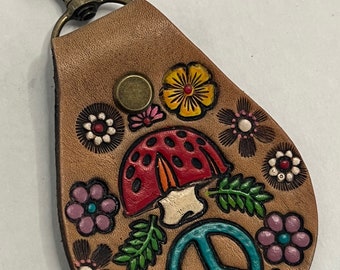 Hand Tooled & Carved Genuine Leather Cow Tag Keychain - Etsy