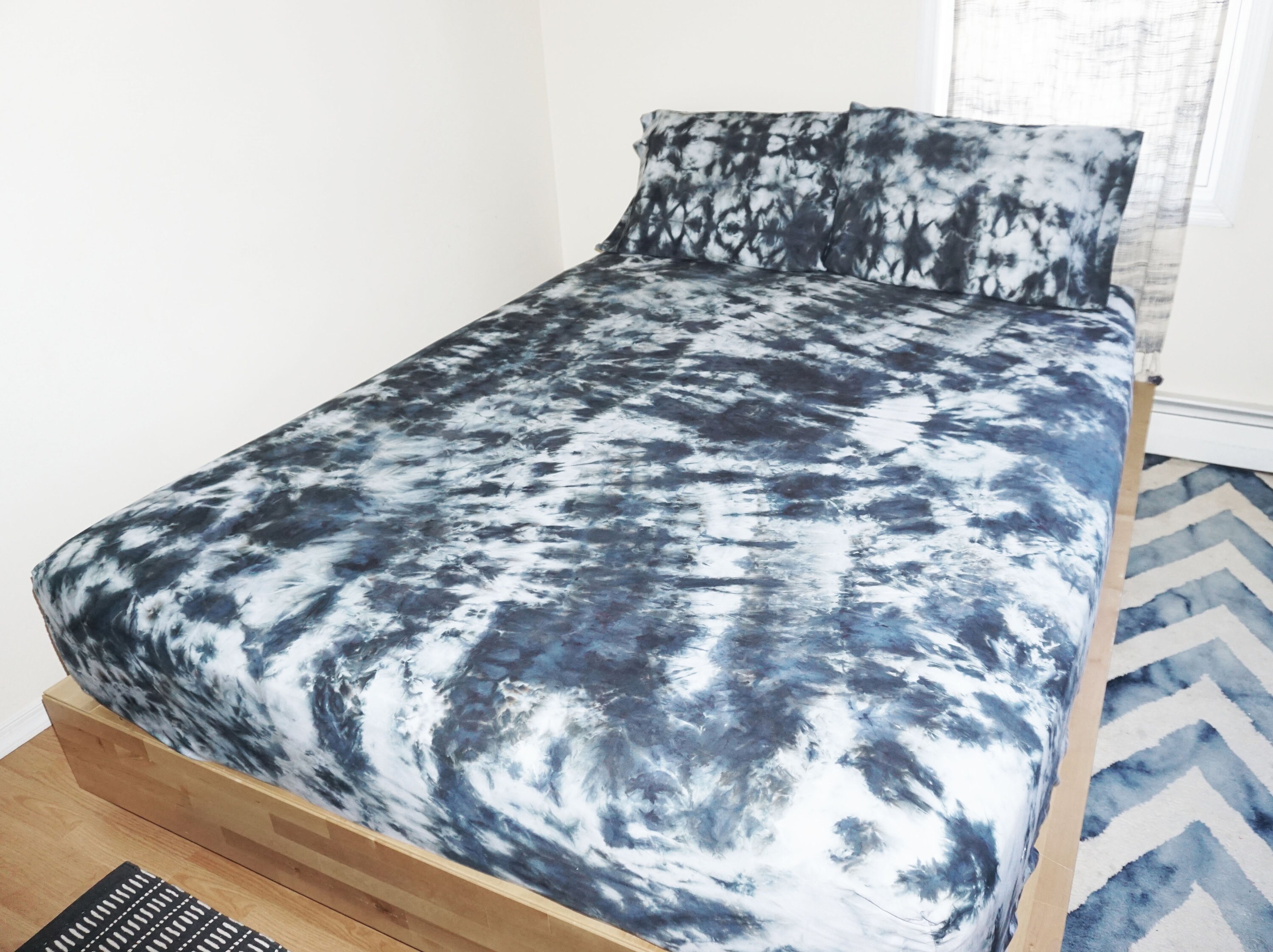 Black and White Tie Dye Sheet Set Black Cotton Sheet Set Tie | Etsy