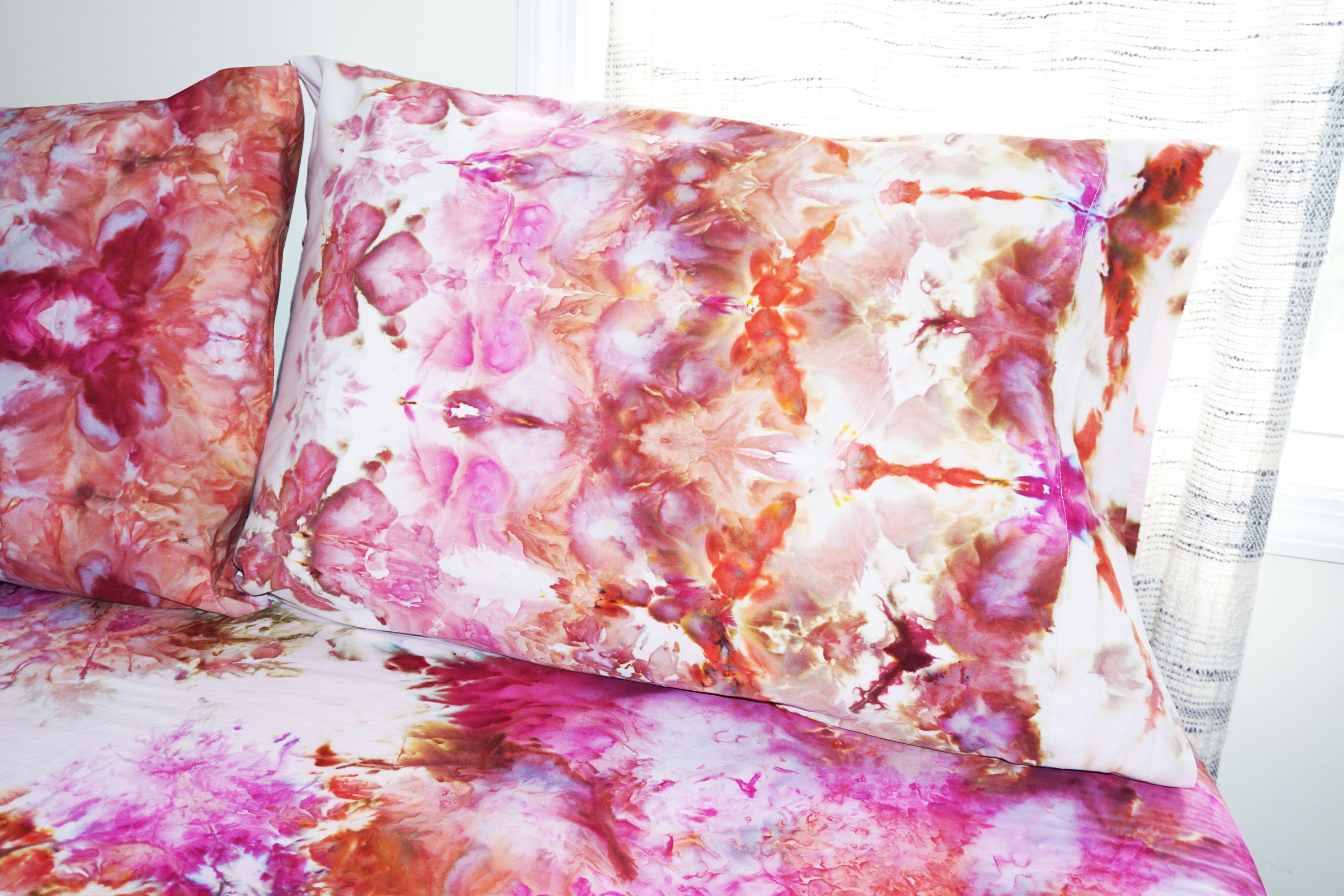 Tie Dye Sheets Tie Dye Sheet Set Tie Dye Bedding Bohemian | Etsy