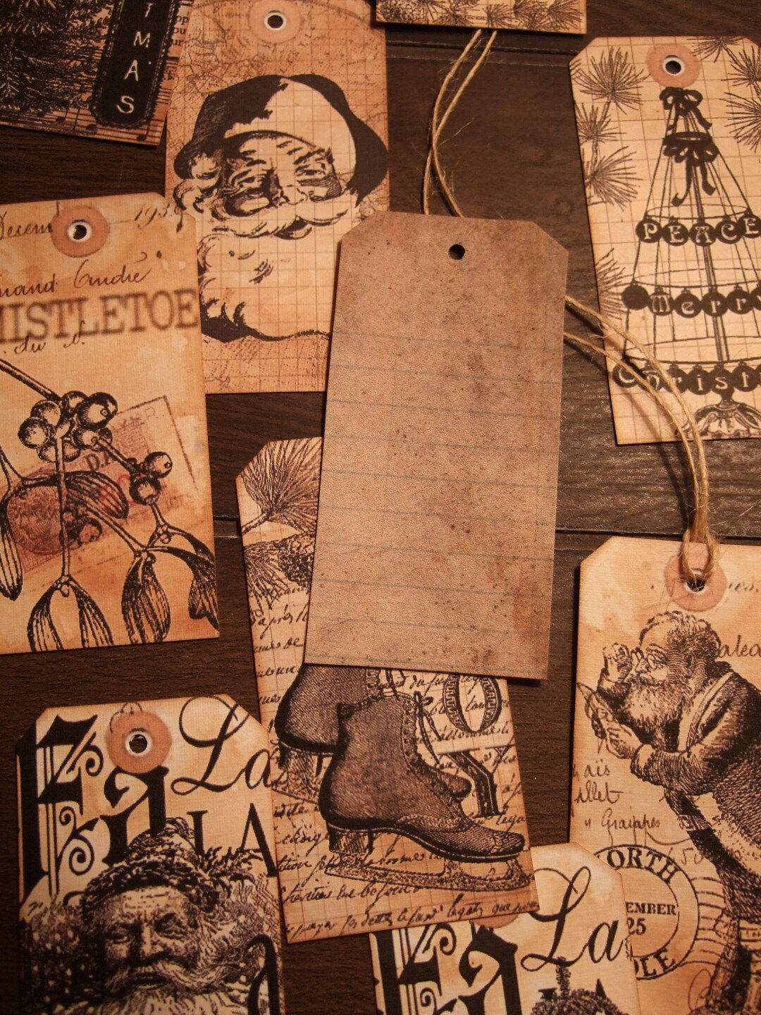 Primitive Christmas Tags Retro Christmas Petite Tags Keepsake - Etsy