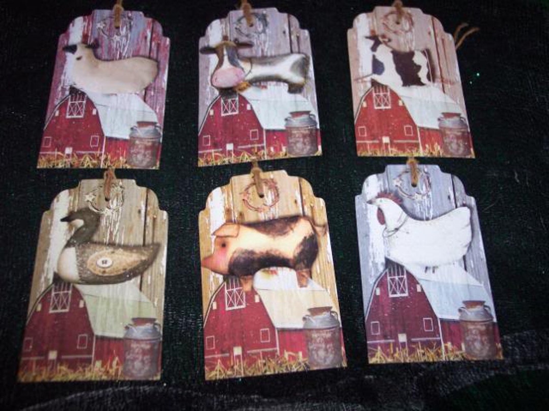 Primitive Hang Tags - Primitive Barnyard Friends Gift Tags - Etsy