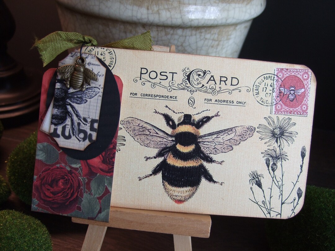 FOUR Vintage Style Bee Postcards ~ Journal Cards ~ Scrapbooking ...