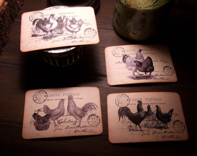 Primitive Chicken Postcards - Keepsake - Art Mail - Recipe Cards - Etsy