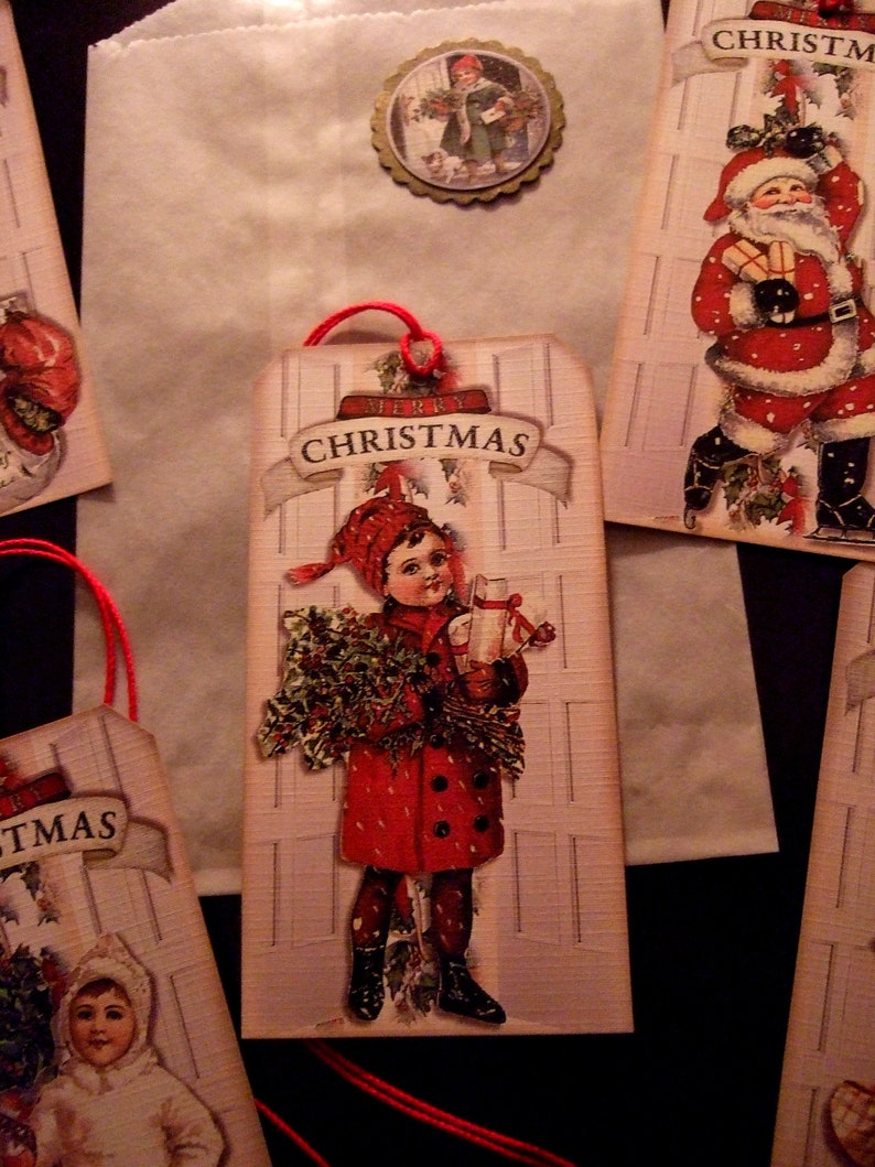 SIX Vintage Inspired Christmas Hang Tags / Gift Tags / Keepsake ...