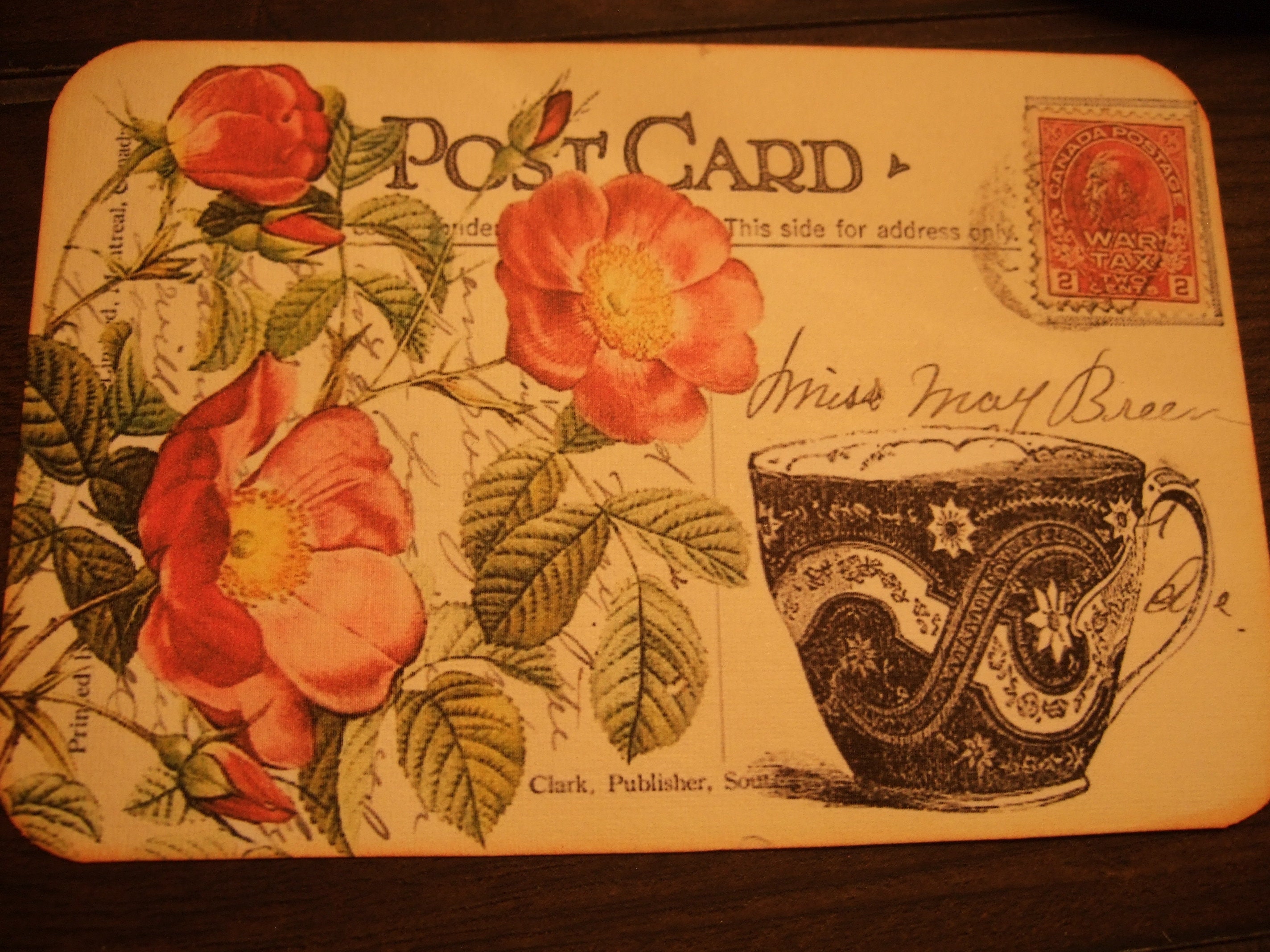 Vintage Style Postcards - Tea Cups and Flowers Postcards - Journal ...