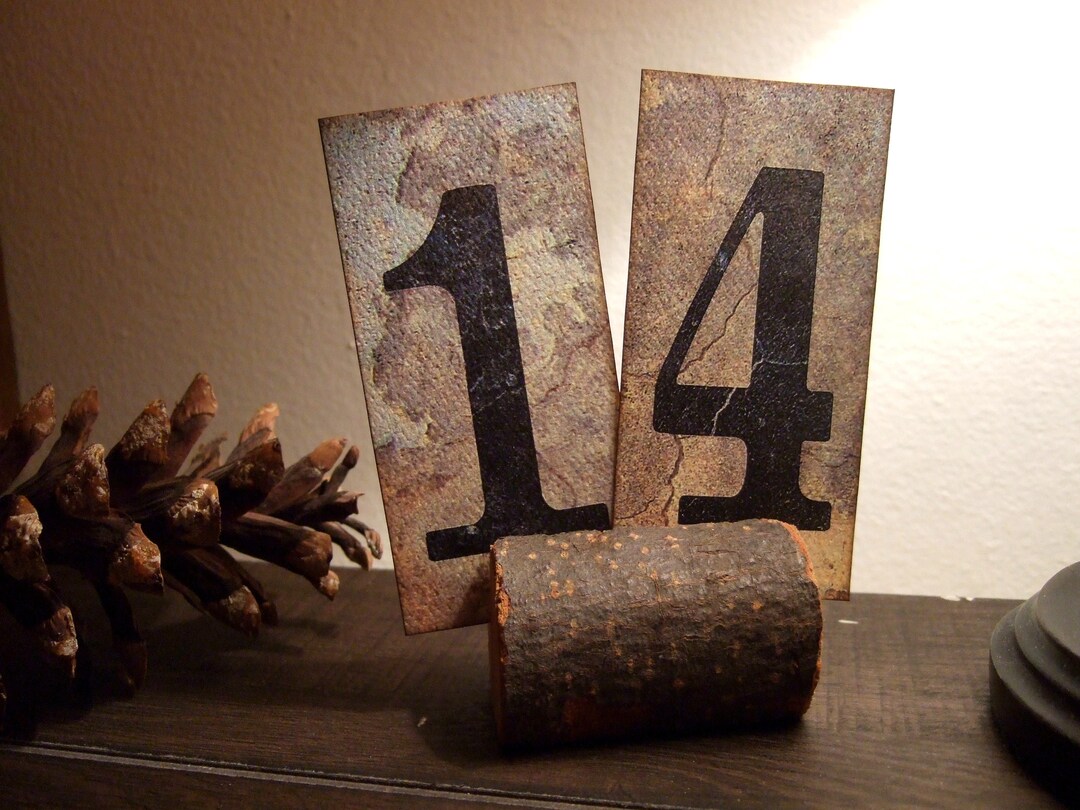 TEN Primitive Number Card Set - Rustic Decor - Vintage Style Numbers ...
