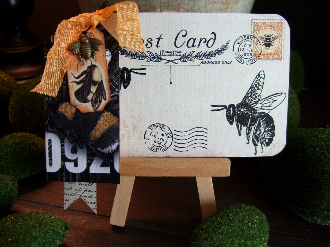 FOUR Vintage Style Bee Postcards ~ Journal Cards ~ Scrapbooking ...