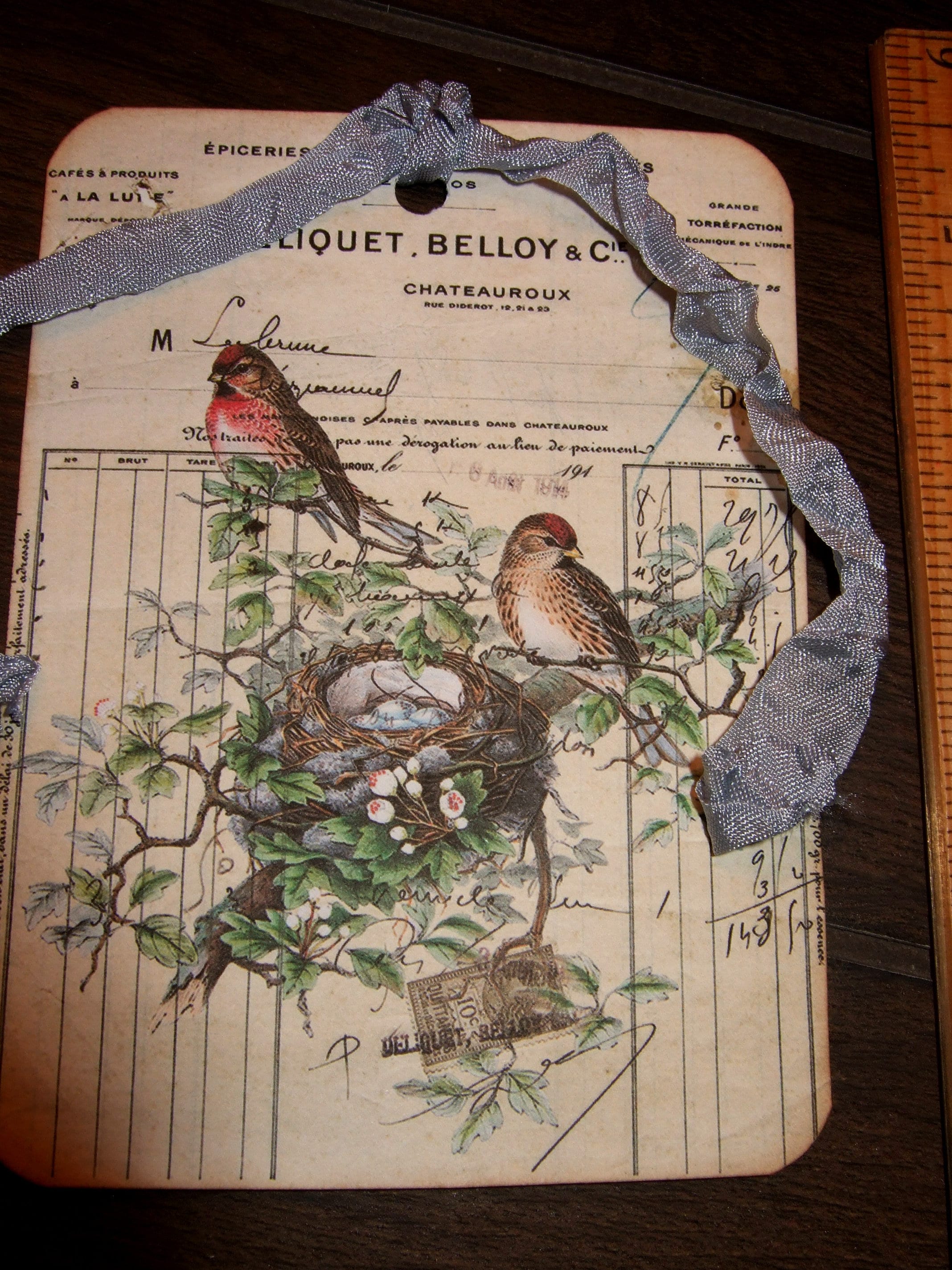 Vintage Style Spring Birds in a Nest Tags - Primitive Hang Tags ...