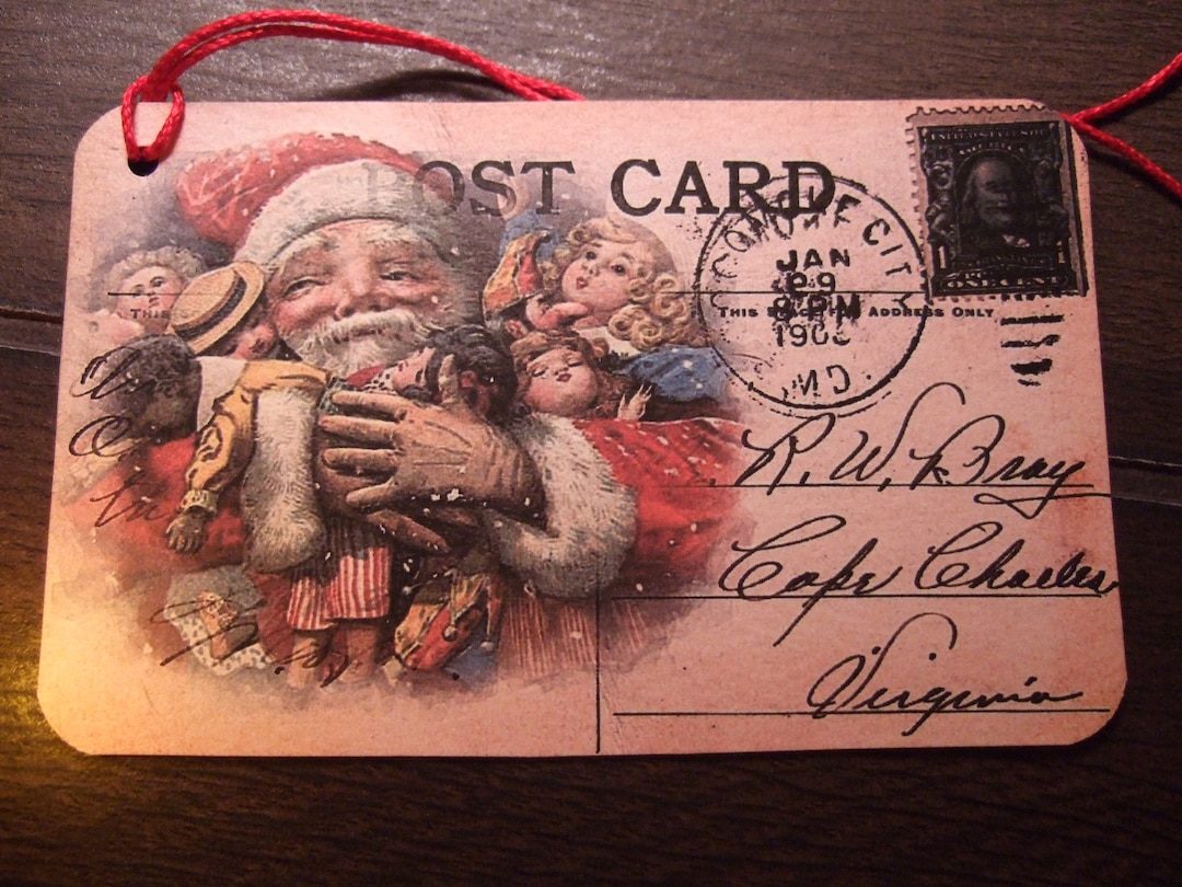 Christmas Gift Tags - EIGHT Vintage Style Christmas Tags - Santa Gift ...