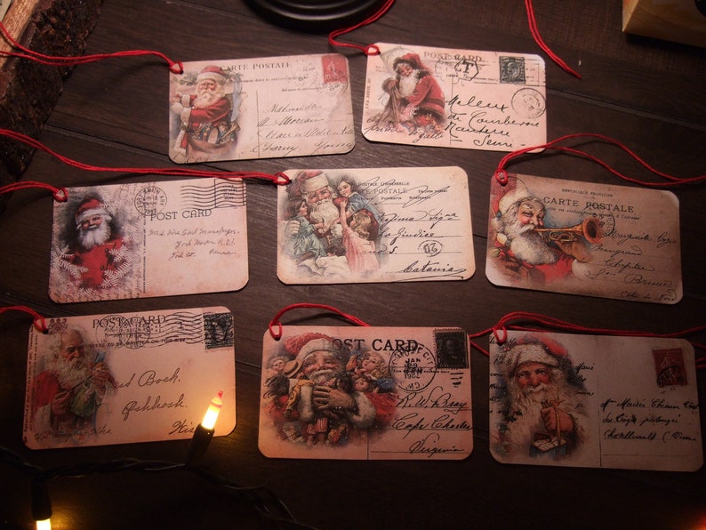 Christmas Gift Tags - EIGHT Vintage Style Christmas Tags - Santa Gift ...