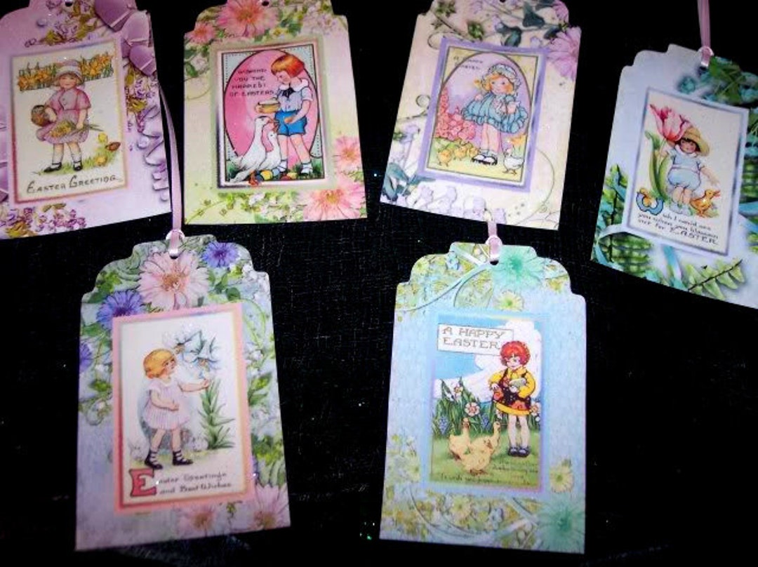 Primitive Easter Tags - SIX Vintage Inspired Retro Easter Hang Tags ...