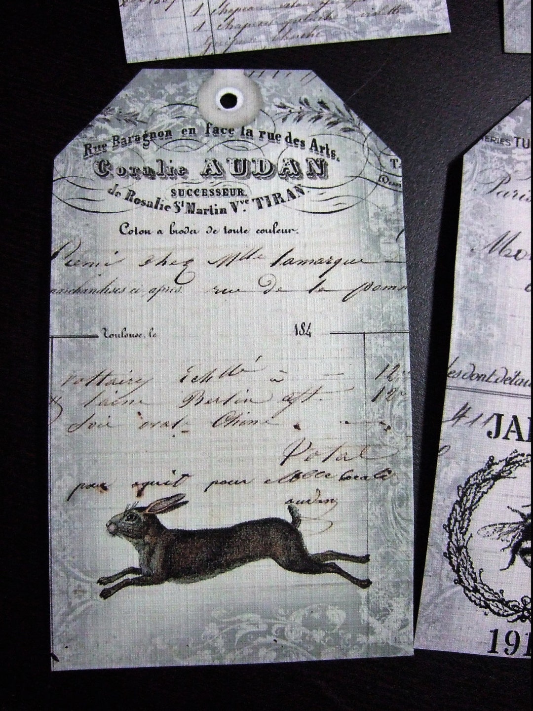 SIX Vintage Style French Tags ~ Rooster Rabbit Tags - Etsy
