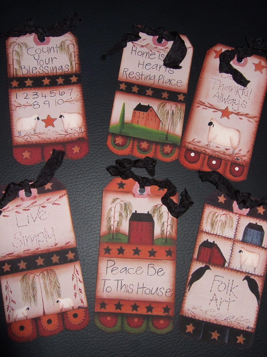 Primitive Tags - SIX Large Primitive Sampler Style Salt Box House Tags ...